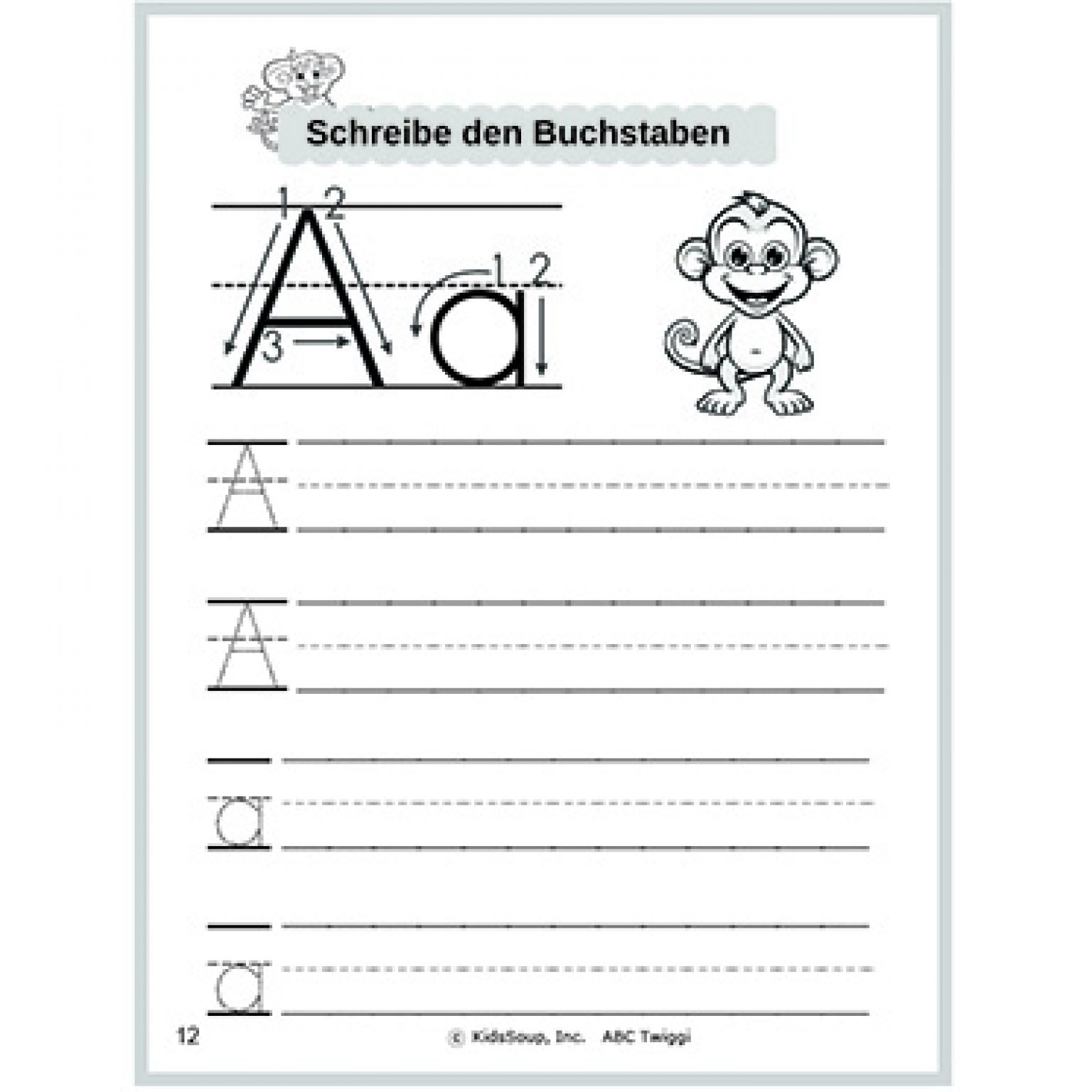 Buchstaben schreiben lernen - Übungsheft für Kinder - ABC Twiggi