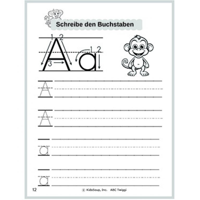 Buchstaben schreiben lernen - Übungsheft für Kinder - ABC Twiggi